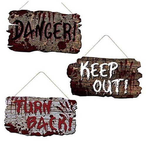 3 Pieces Halloween Decorations Door Sign Beware Props Spooky Wooden ...
