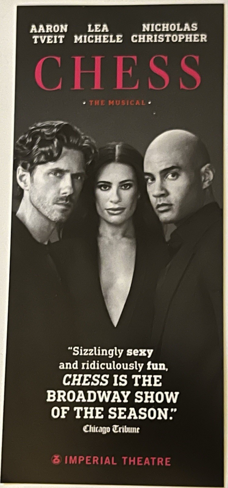 CHESS BROADWAY NEW THEATRE MUSICAL FLYER -AARON TVEIT/LEA MICHELLE ...