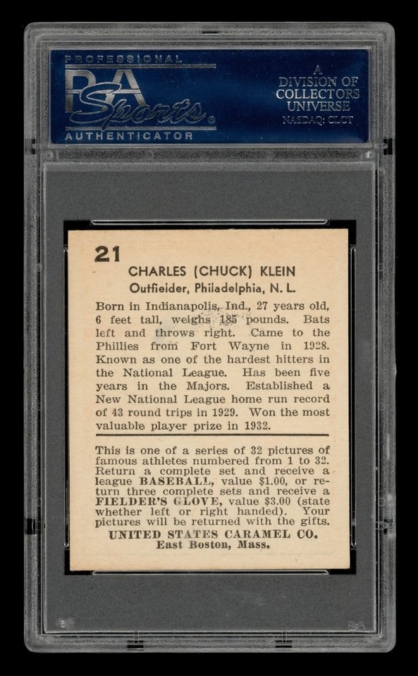 1932 U.S. Caramel Set-Break # 21 Chuck Klein Baseball PSA 6 EX-MT | eBay