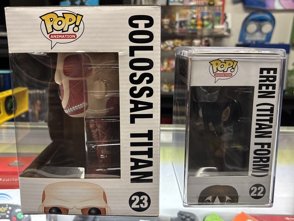 Funko Pop Attack on Titan #23 Colossal Titan & #22 Eren Titan Form RARE ...