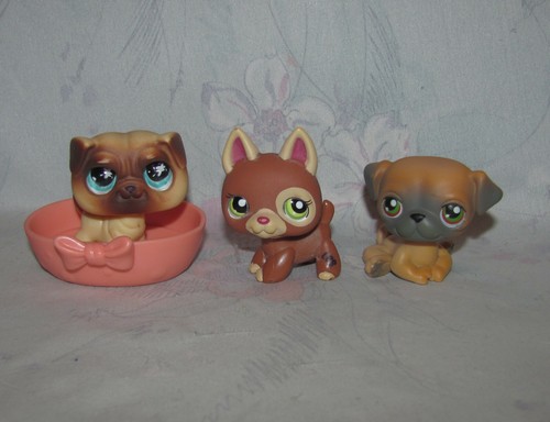 LPS Littlest Pet Shop Set 3 - #623 Messiest Pug, #1362 German Shepherd ...