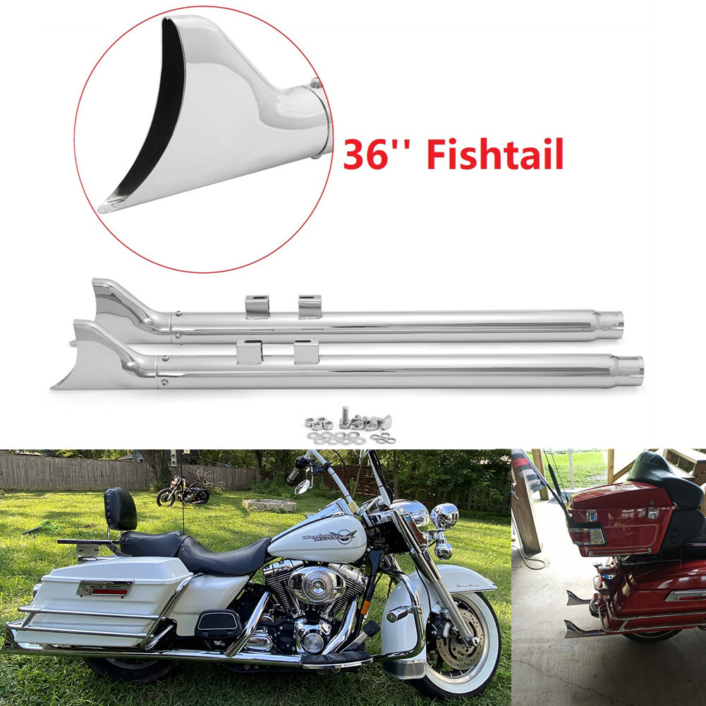 36" Fishtail Slip on Mufflers Exhaust Pipes for Harley Touring DRESSERS ...