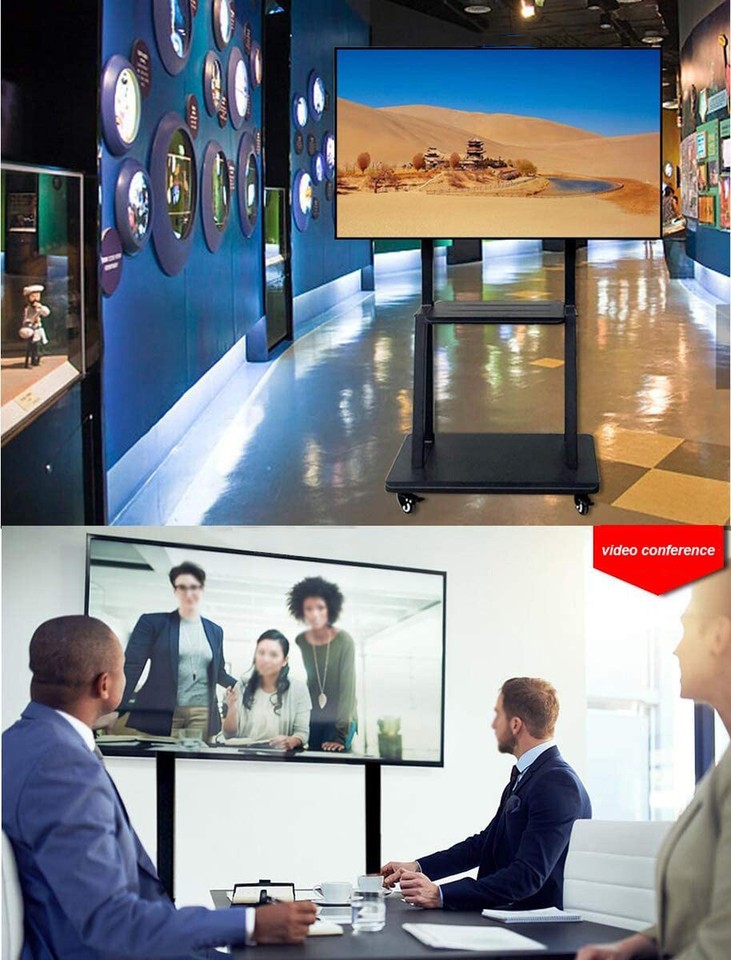 Adjustable TV Cart Floor Stand Mount Rolling Trolley for 32- 100'' TV w ...