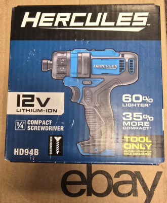 Hercules 12v Lith-ion Cordless Compact 1/4" Hex, Tool Only HD94B SAME ...