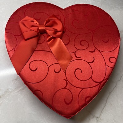 Big Valentine's Day Red Heart Shaped Satin Velvet Bow Chocolate See's ...