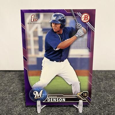 2016 Bowman David Denson BP30 Prospects Purple #/250 Milwaukee Brewers ...