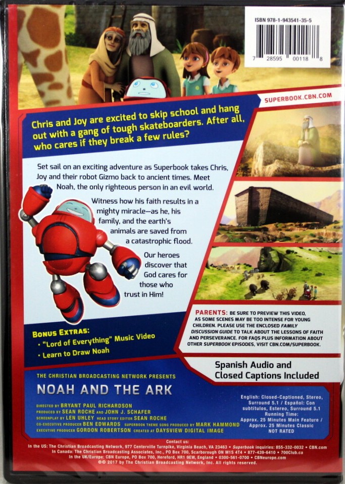 Superbook Season 2 Noah And The Ark Chris, Joy, Gizmo NEW DVD Trust In ...