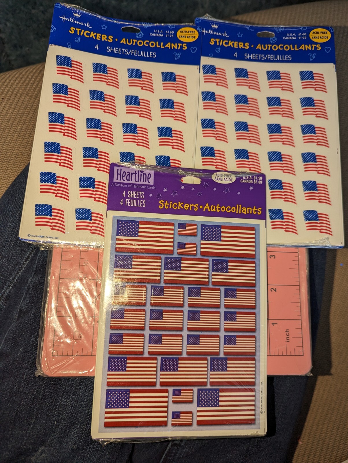 Vintage Hallmark Stickers American flags patriotic lot of 3 packages ...