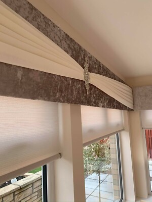 Natural Mink Window Pelmet with Cream Sash & Brooch | eBay