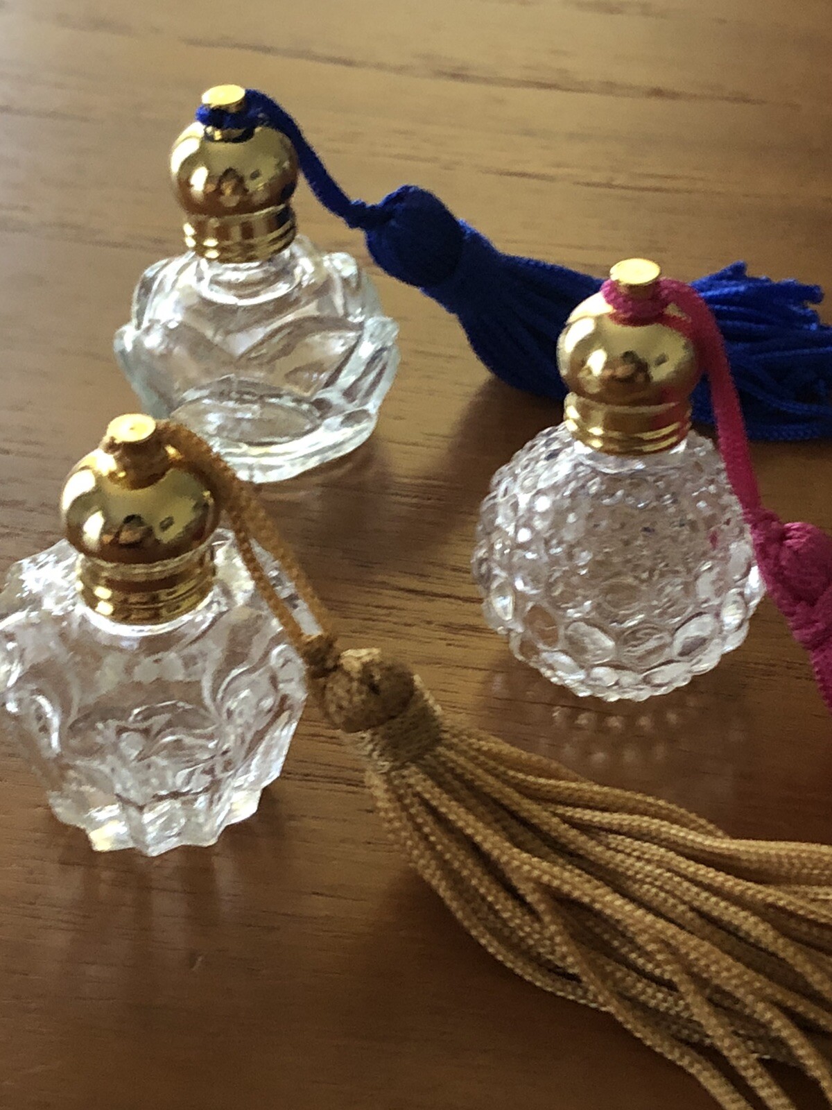 Three Cute mini perfume bottles with Tassels In Various Clear Glass ...