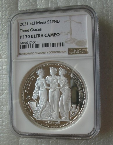 UK Three Graces St.Helena 2 Pounds 2021 2OZ Silver Proof Coin NGC PF70 ...