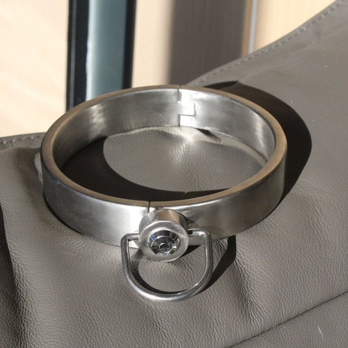 Unisex Stainless Steel Heavy Duty Neck Collar Slave Press Lock Cuffs ...