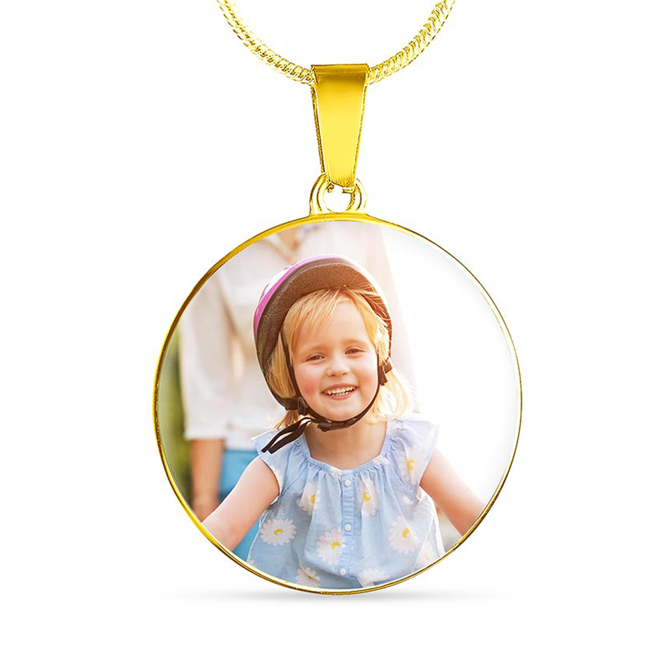 Personalized Photo Round Pendant Necklace Custom Image Chain Memorial ...