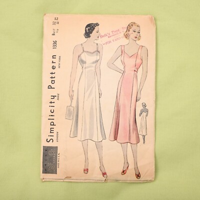 Vintage 1930s Simplicity Princess Seam Slip Pattern - 1336 - Bust 32 ...