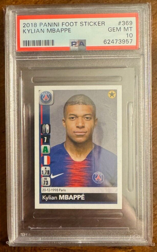 2018 Panini Foot Sticker #369 Kylian Mbappe RC Rookie PSG FRANCE PSA 10 ...