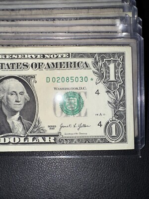 2021 One Dollar Federal Reserve Note Star Note D02085030* | eBay