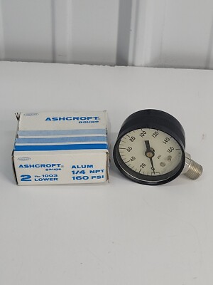 ASHCROFT 2" No. 1003 LOWER 0-160 PSI GAUGE, BRASS 1/4" NPT NEW IN BOX ...