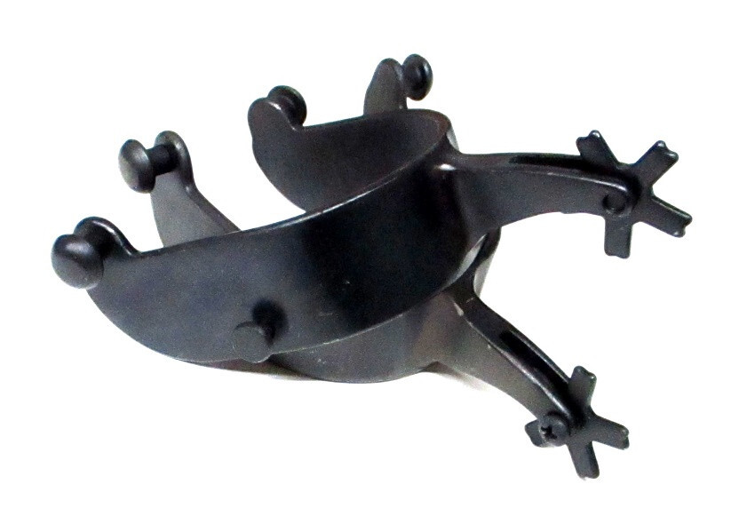 Roughstock Bronc Riding Spurs Black Steel w/ 5 Point Notched Rowels ...