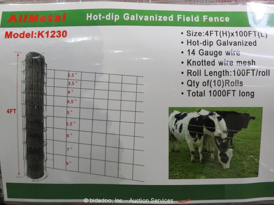 AllMetal K1230 Galvanized Wire Mesh Fence (10) Fencing Roll 4'x100' bidadoo -New | eBay