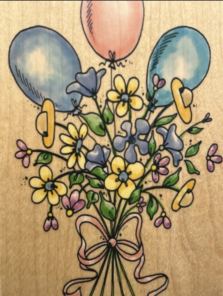 New Vintage Penny Black Balloon Bouquet Flower Rubber Stamp | eBay