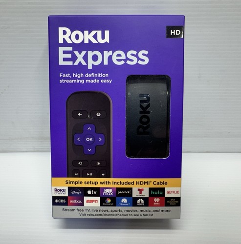Roku Express HD Streaming Media Player with HDMI Cables & Remote ...