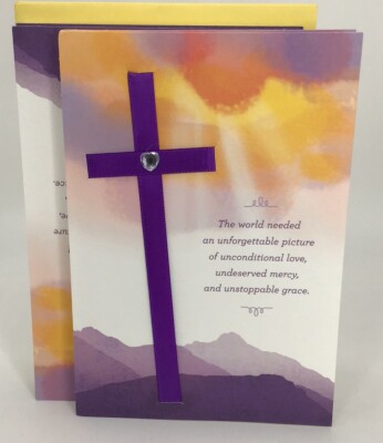 4 Hallmark Happy Easter Cards Religious Purple Ribbon Cross DaySpring ...