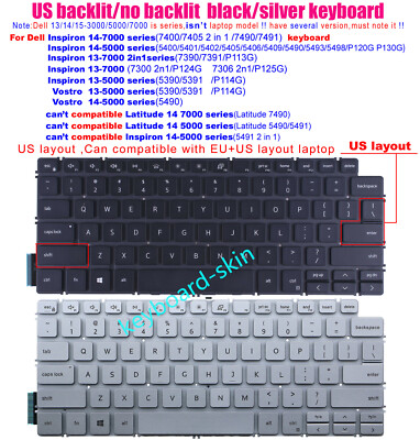 US Keyboard for Dell Inspiron 5493 7390 7391 P113G 7300 2n1 7306 2n1 ...