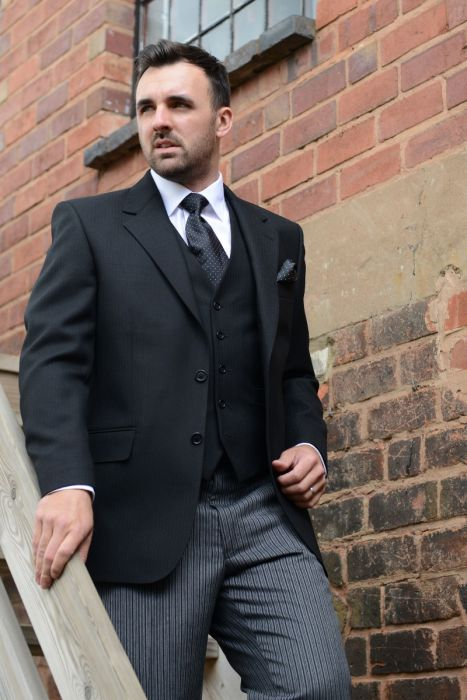 Mens Black Masonic Suit 3pc Herringbone Jacket Plain Waistcoat ...