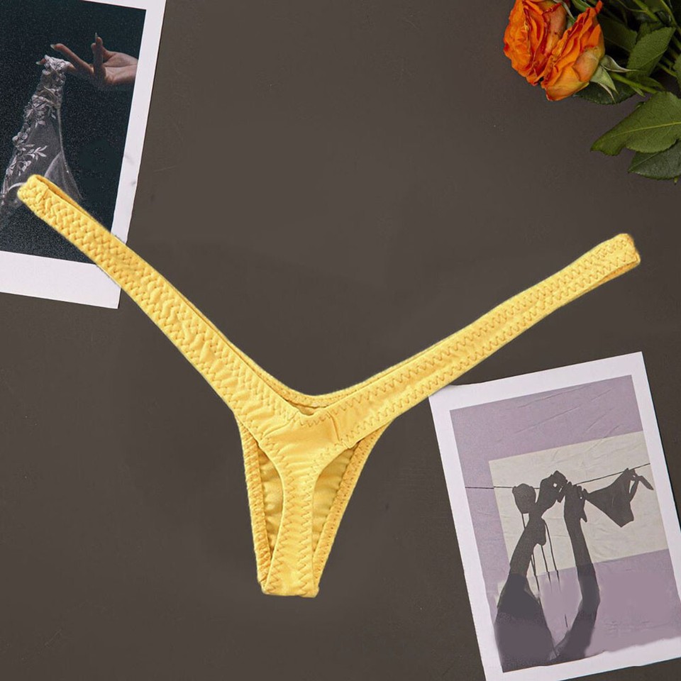 Women Low Rise Micro V-shape G-string Thong Panty Tiny Bikini Briefs ...
