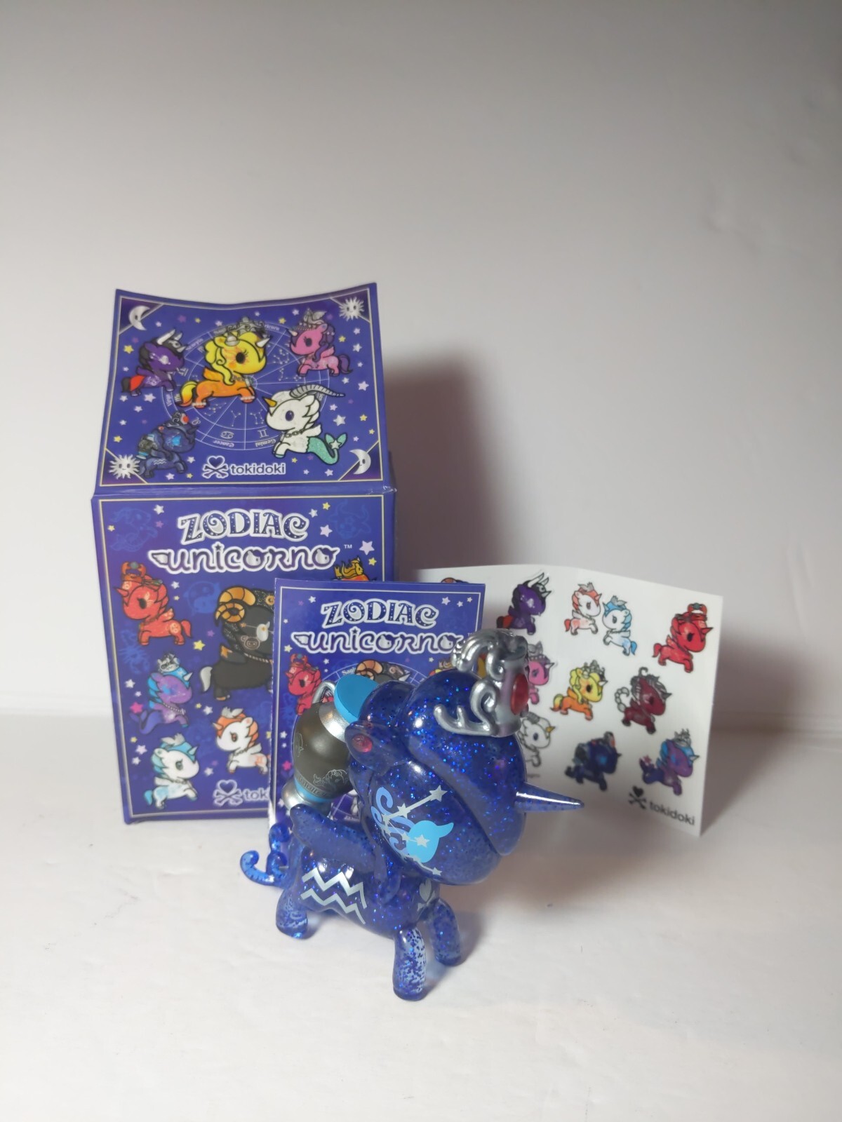 TOKIDOKI UNICORNO ZODIAC AQUARIUS FIGURINE WITH STICKERS New Open Box ...