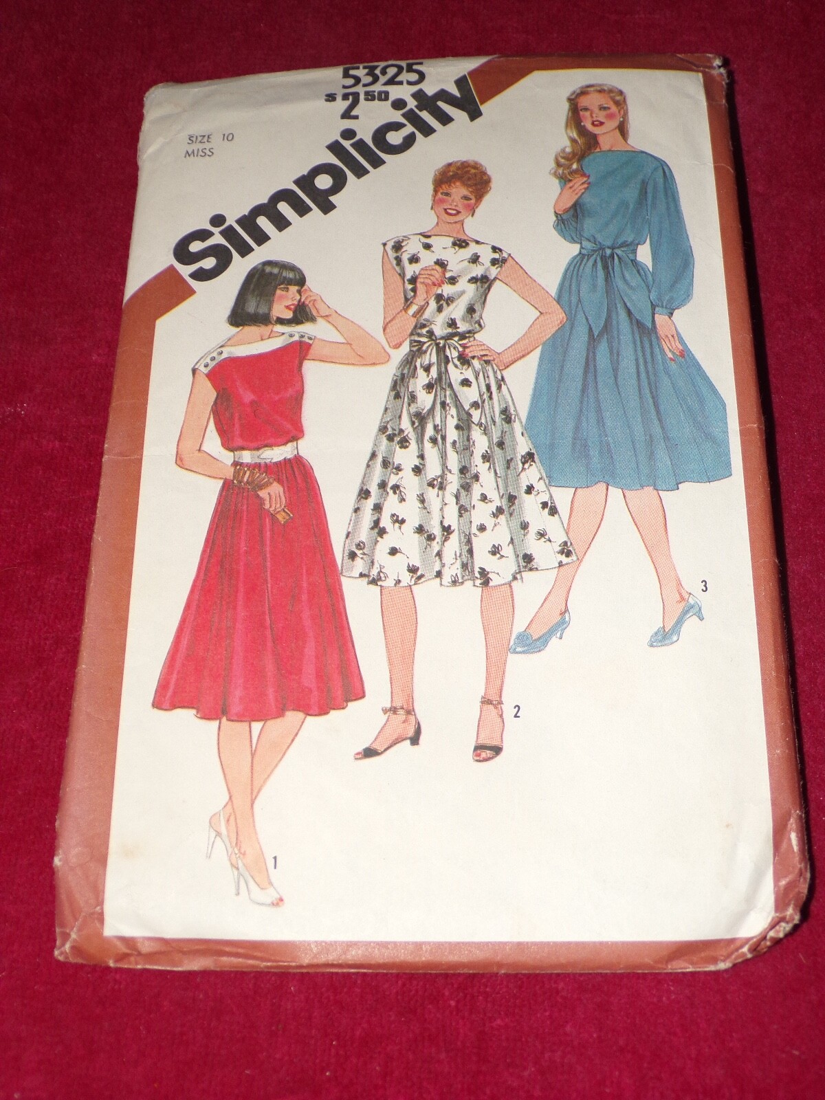 🌼 1981 SIMPLICITY #5325-LADIES (3 STYLE) BOAT NECKLINE KNEE DRESS ...