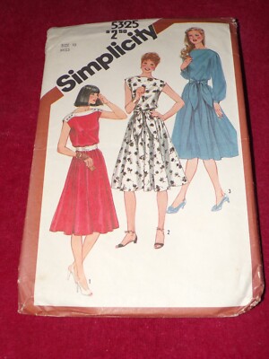 🌼 1981 SIMPLICITY #5325-LADIES (3 STYLE) BOAT NECKLINE KNEE DRESS ...