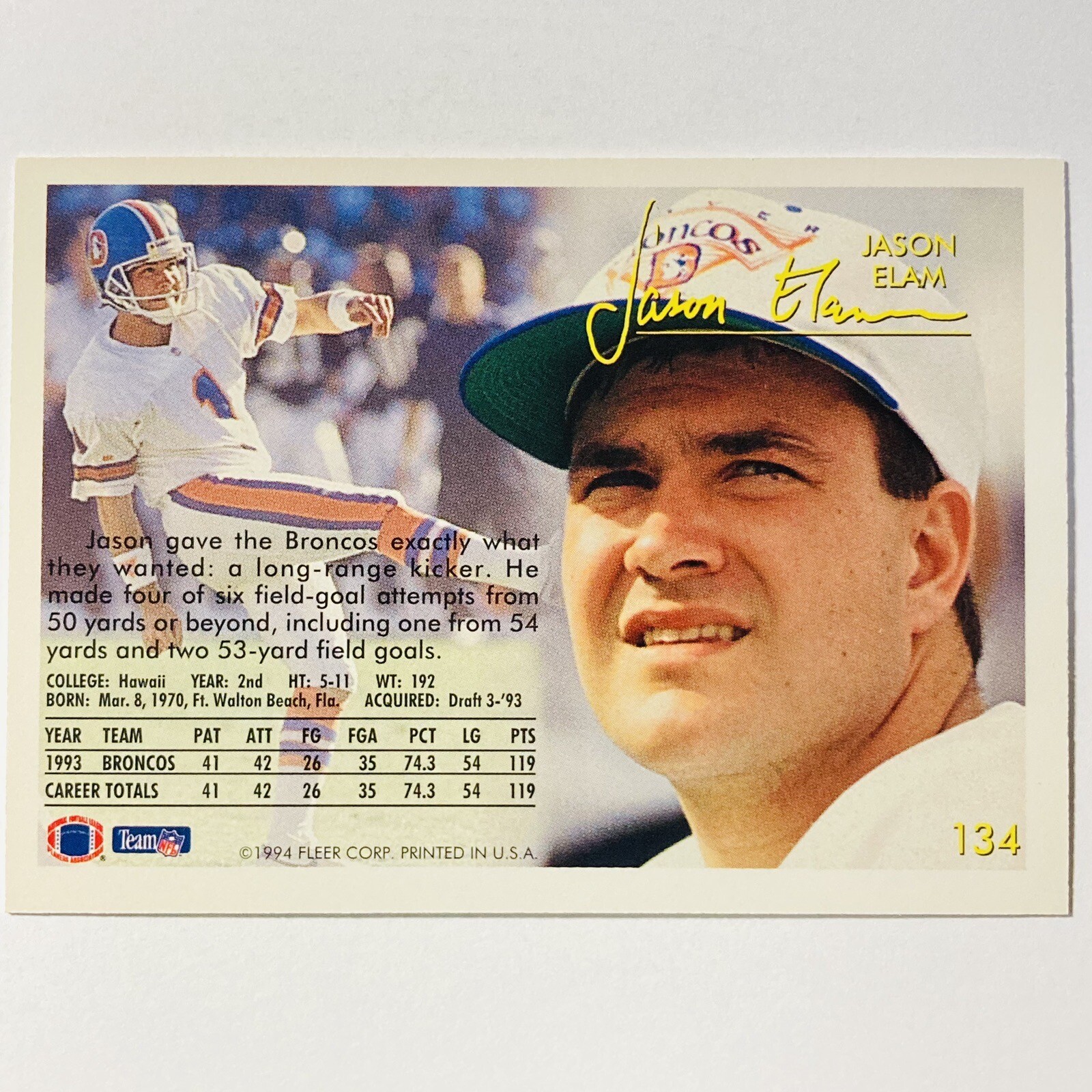 1994 Fleer - #134 Jason Elam for sale online | eBay