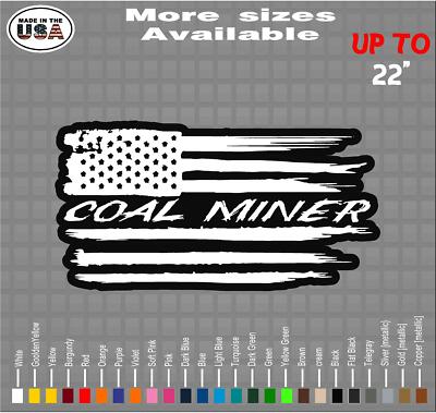 Coal Miner Amerian Flag Vinyl Decal Sticker | Coal Miner Decals ...