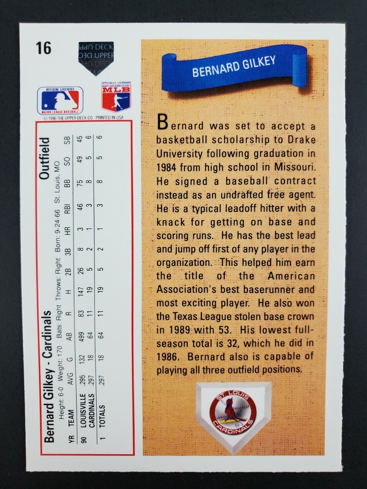 1991 Upper Deck Bernard Gilkey Star Rookie St. Louis Cardinals #16 | eBay