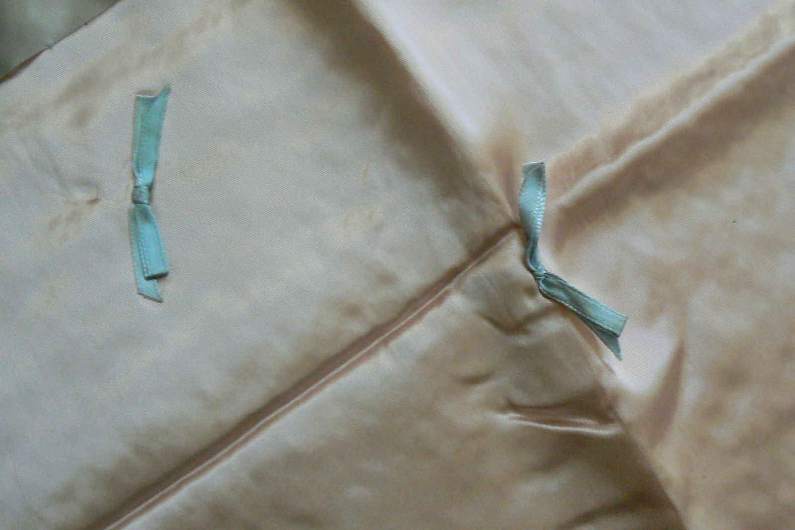 VTG 1930-40's Table runner vanity dresser Blue Pink Bows Satin double ...