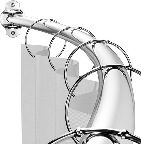 Curved Shower Curtain Rod, Adjustable 40-72 inches Extra inches, Silver ...