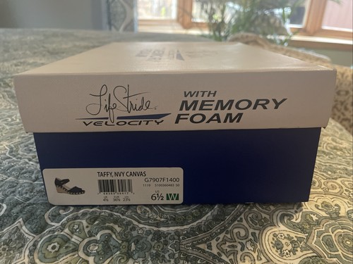 Life Stride Taffy Velocity Memory Foam Blue Open Toe Size 6 1/2 Wedges ...