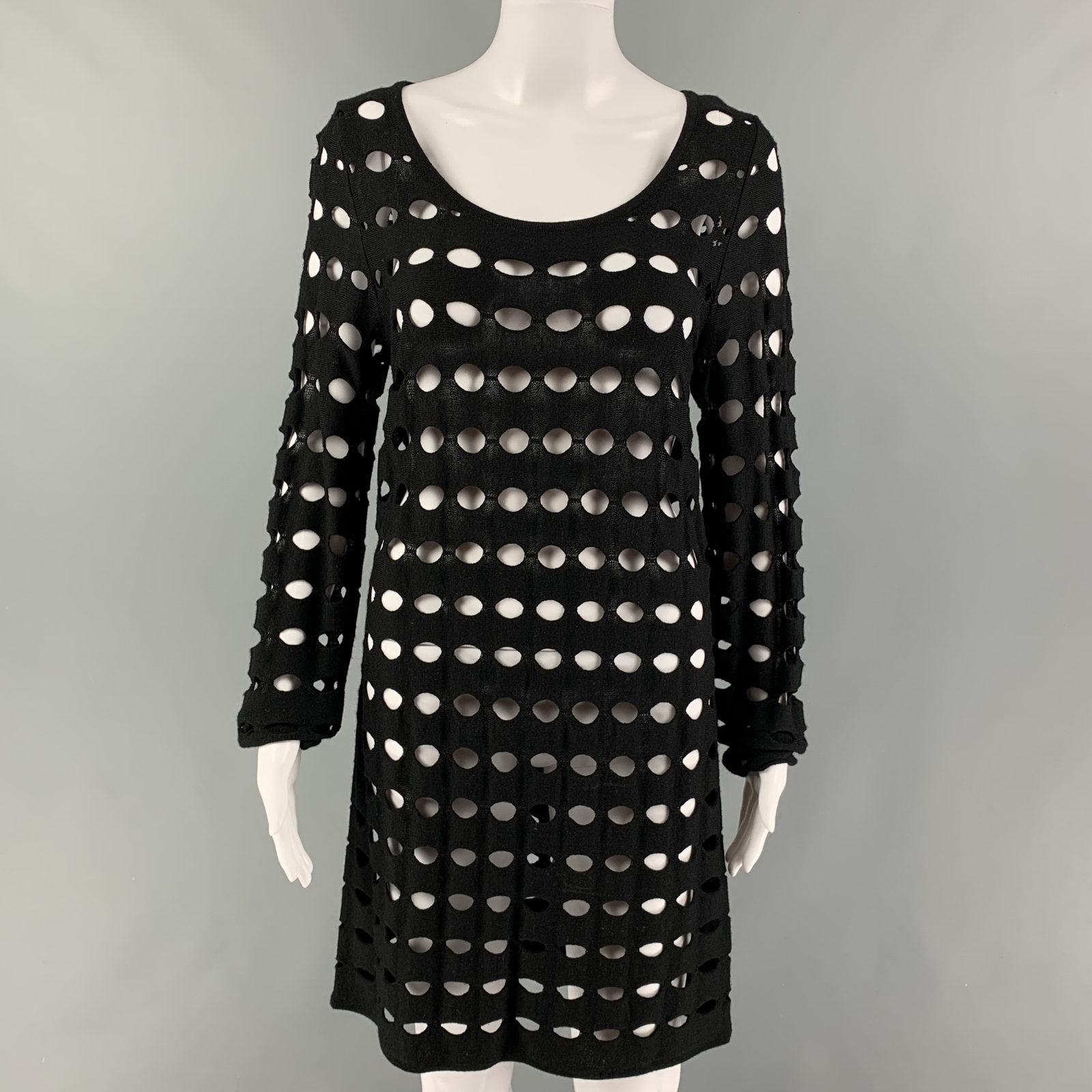 SURFACE TO AIR Size S Black Merino Wool Cut Out Long … - Gem