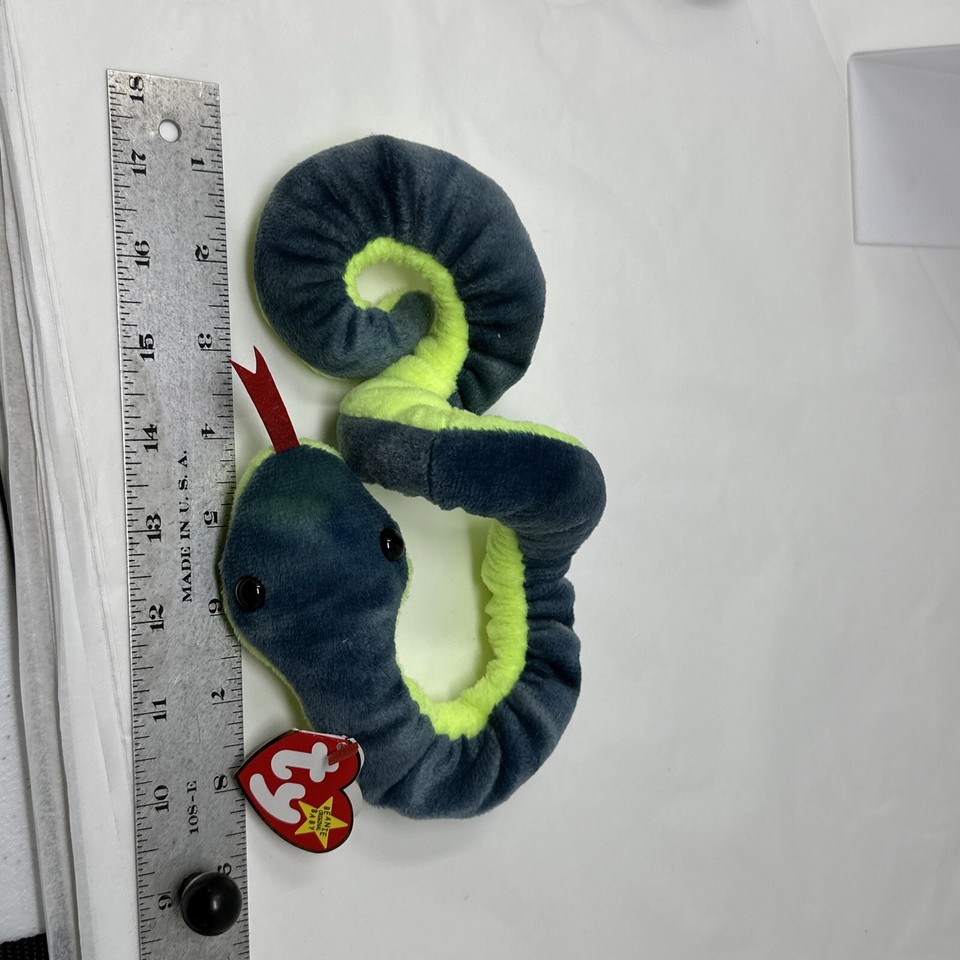 Ty Beanie Baby Hissy the Green Yellow Snake Plush April 4, 1997 ...