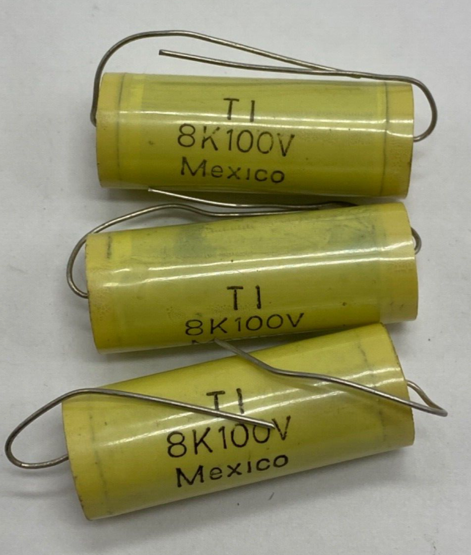 Qty 3 bulk lot, T1 8.0uf / 100v polypropylene film capacitors axial ...