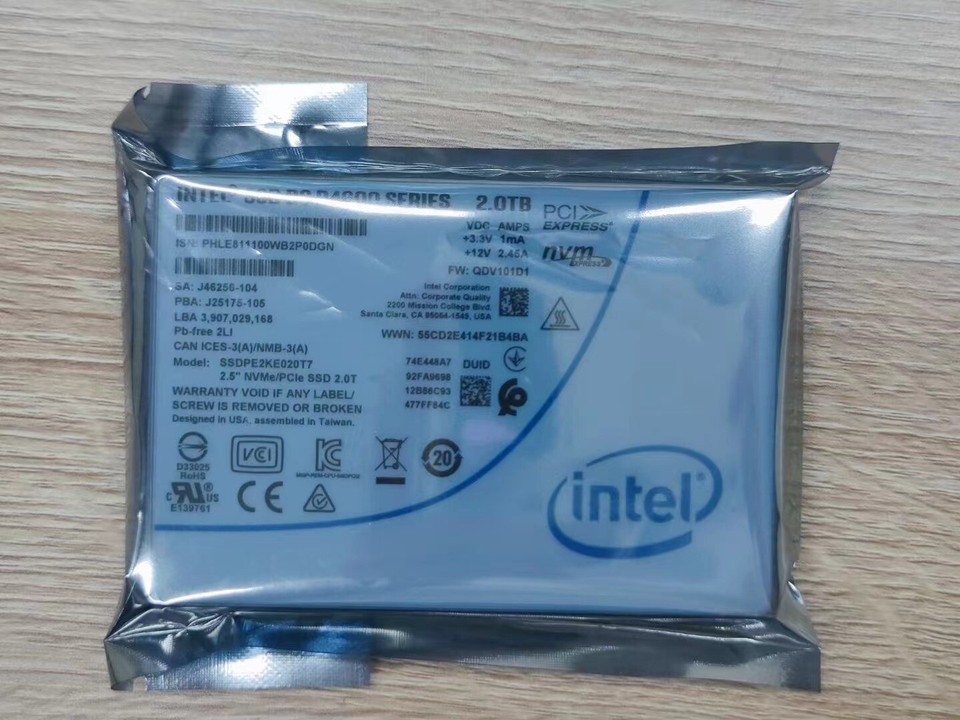 2TB Intel SSD P4600 Series DC NVME U.2 2.5" SSDPE2KE020T7 Solid State ...