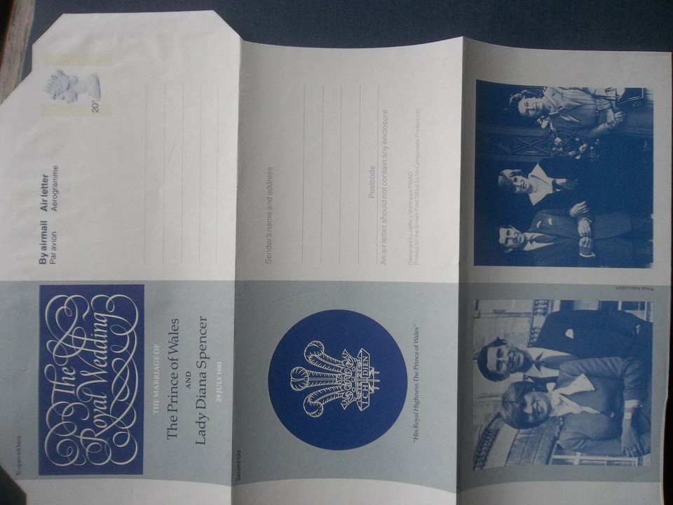 UNUSED AEROGRAMME ROYAL WEDDING 1981 20p AIR MAIL LETTER PRINCE CHARLES ...