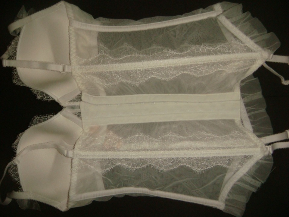 Victoria's Secret 34B/34C,36B,36D/36C BRA SET+M garter CORSET WHITE ...