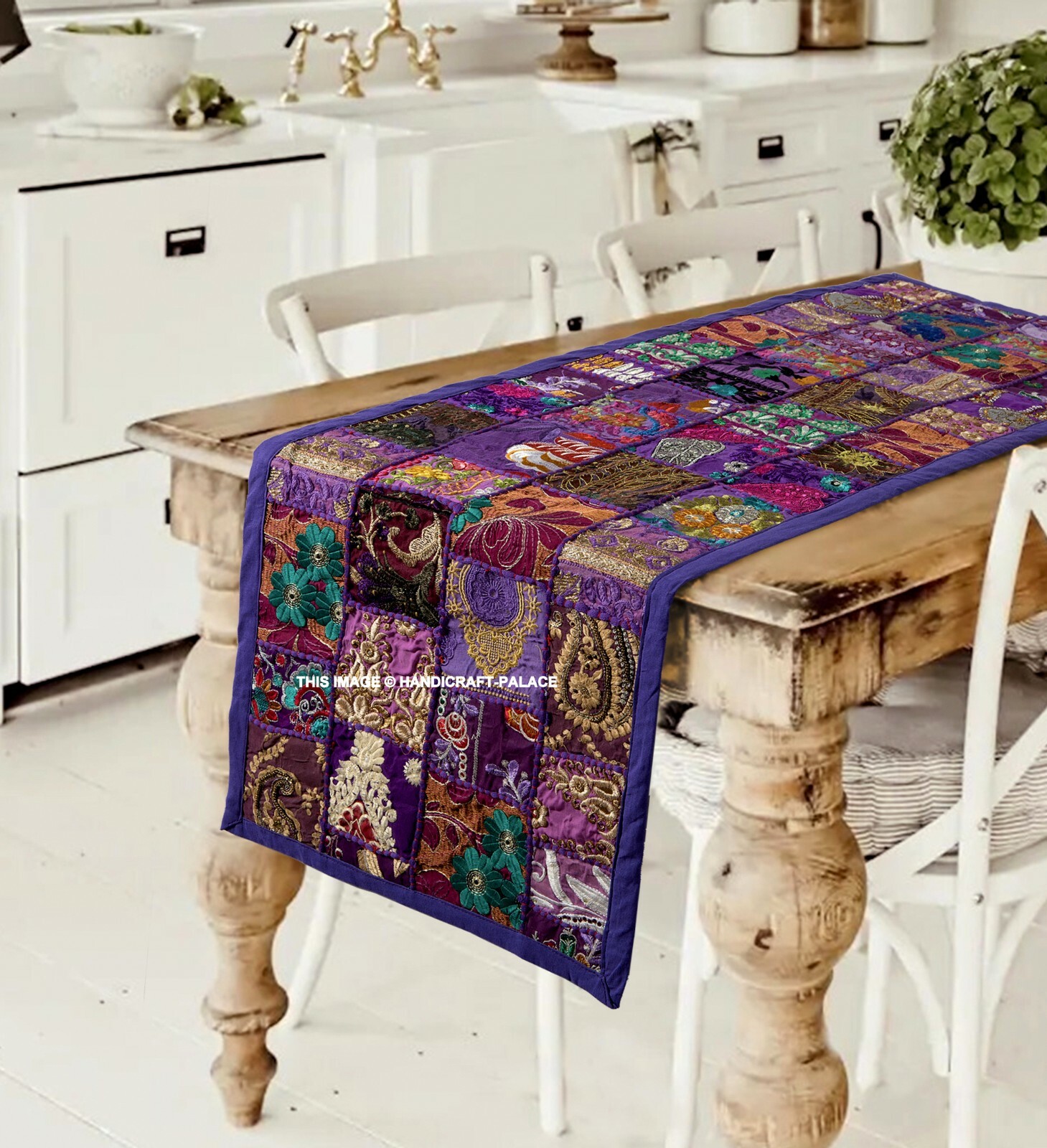Indian Table Runner Boho Decor Ethnic Hand Made Art Cotton Table Runner ...