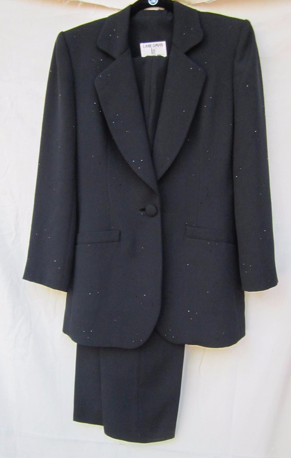 LANE DAVIS Beverly Hills Women's Suit Black Blazer Rhinestone Detail ...