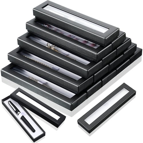 16 Pieces Empty Pen Gift Box Black Cardboard Case with Clear Window ...