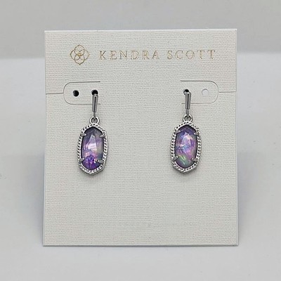 New Kendra Scott Lee Silver Drop Earrings In Lilac Abalone Shell | eBay
