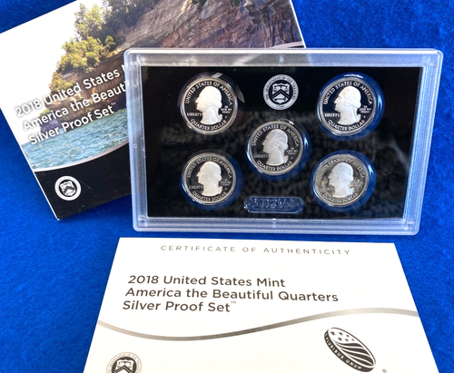 2018-S U.S. Mint Silver Proof ATB Quarter Set w/BOX + COA | eBay