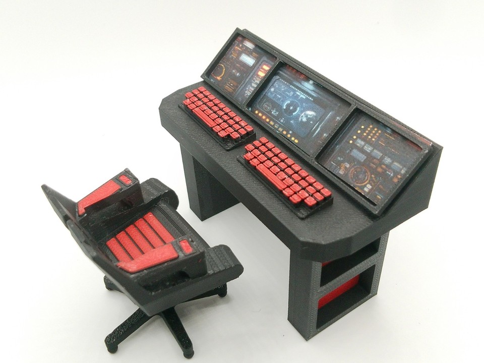 1:18 Red Miniature Sci-Fi Computer Table Diorama Set 4" Kenner Hasbro ...